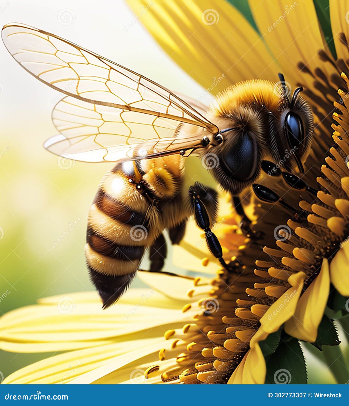 AI Generated Illustration of a Bee Perched on a Sunflower Under the ...