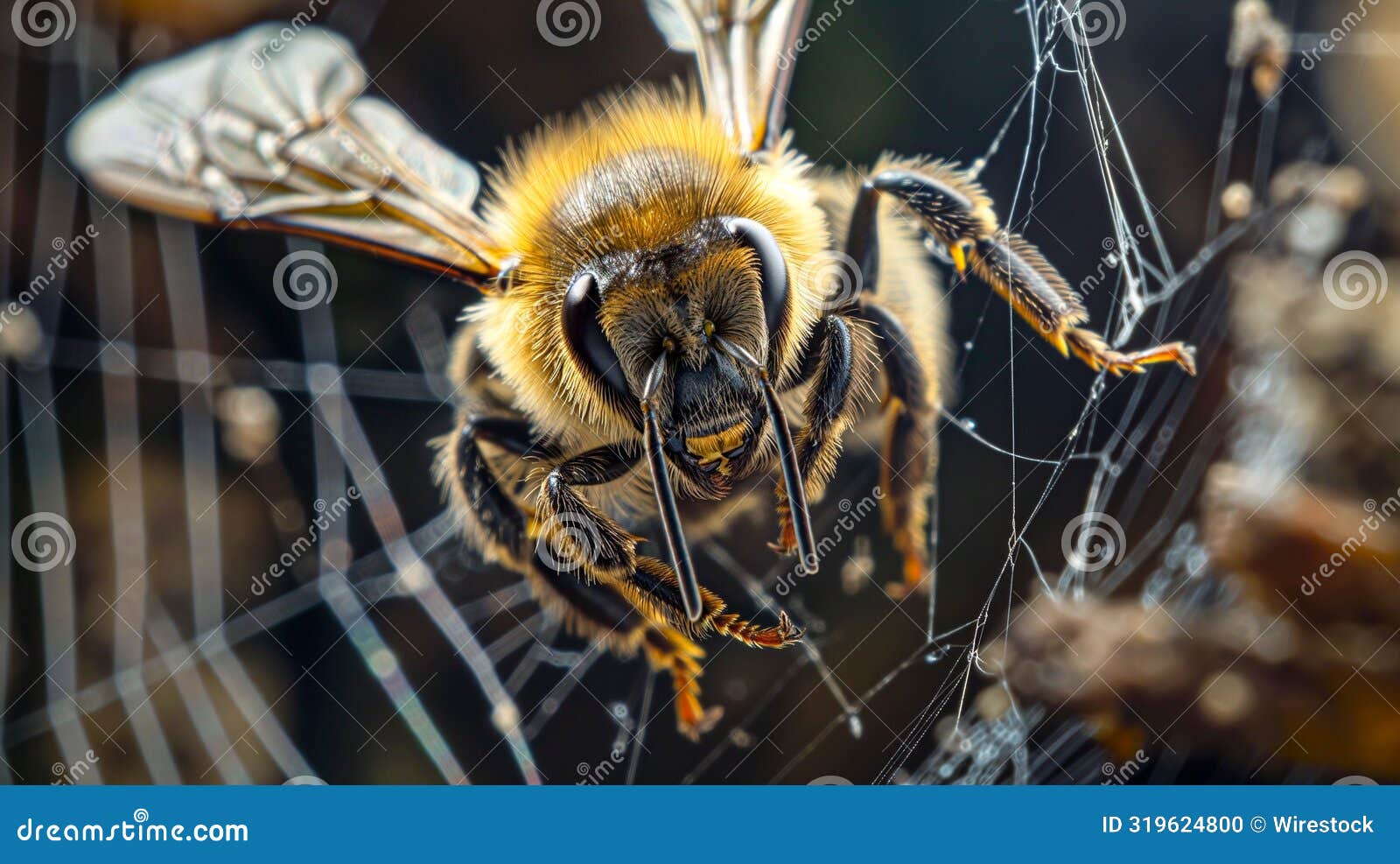 AI Generated Illustration of a Bee Trapped in a Spider S Web ...