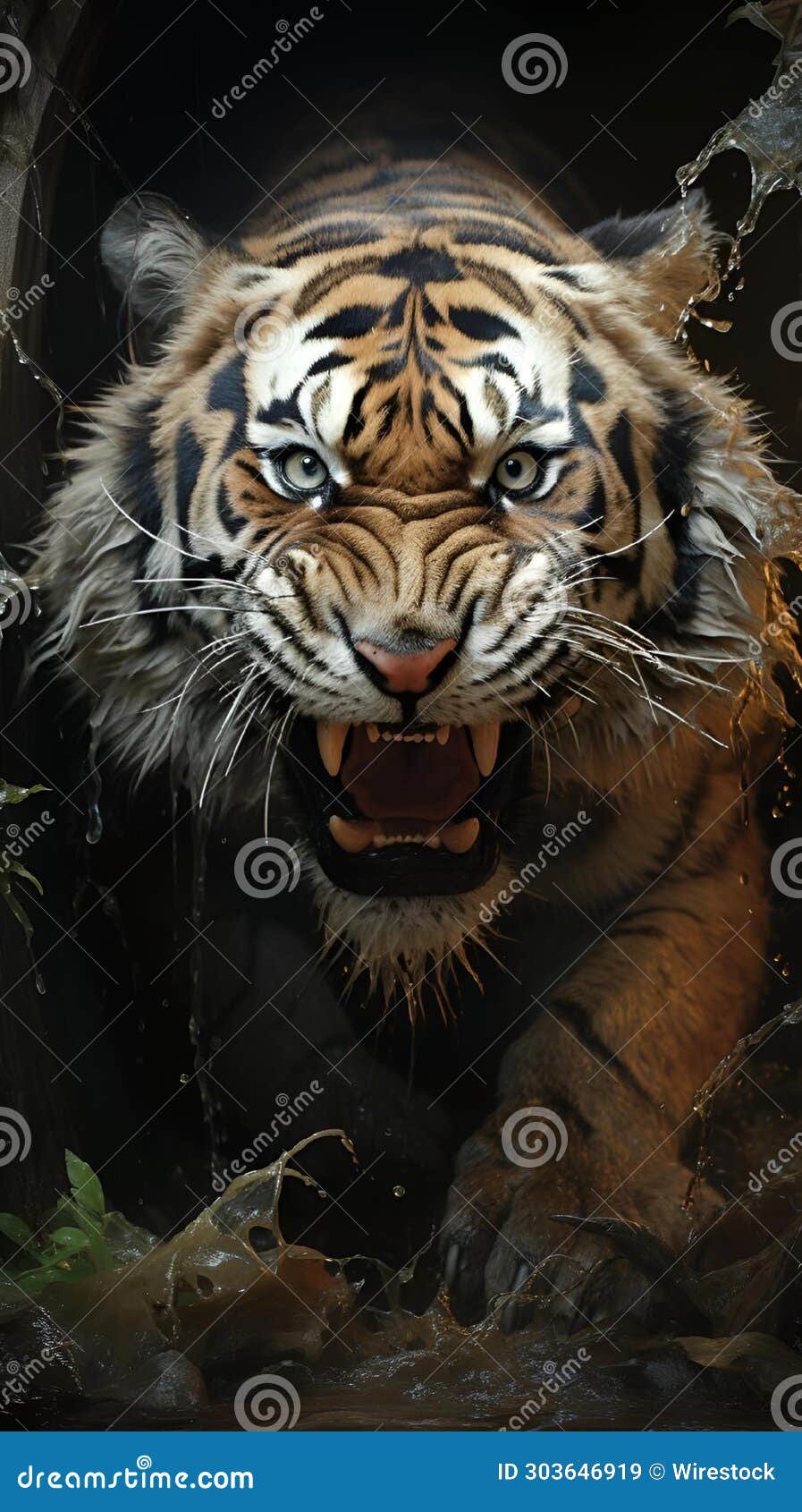 AI Generated Illustration of a Bengal Tiger, with a Powerful Expression ...