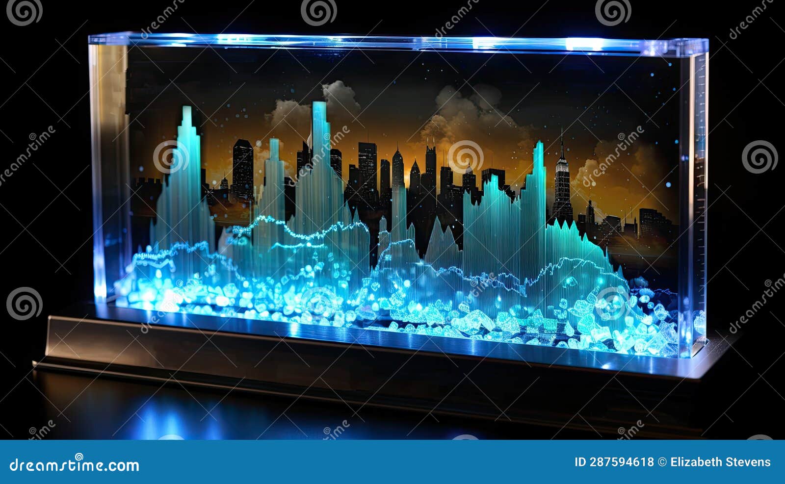 A Glowing Big Data Display for Cities Stock Illustration - Illustration ...