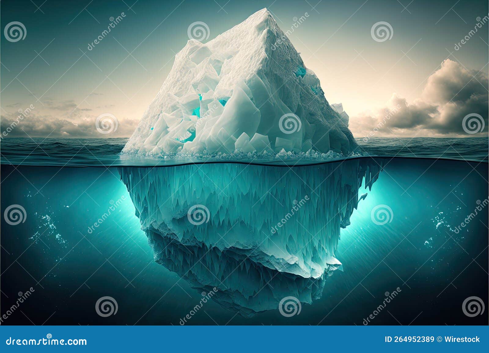 AI-generated Illustration of a Big Iceberg, Half of it Under the Water ...