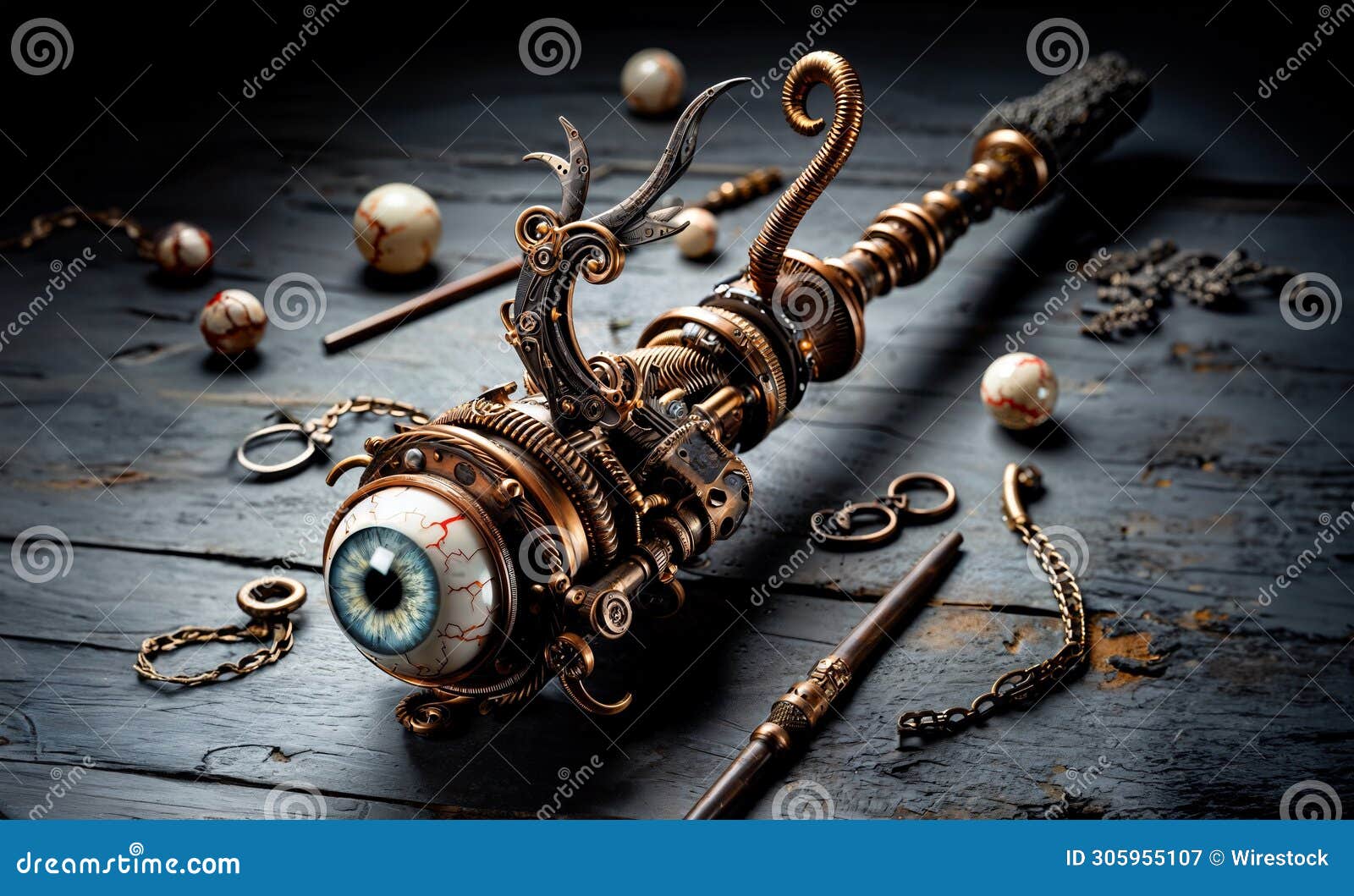 AI Generated Illustration of a Biomechanical Steampunk Magic Wand Stock ...