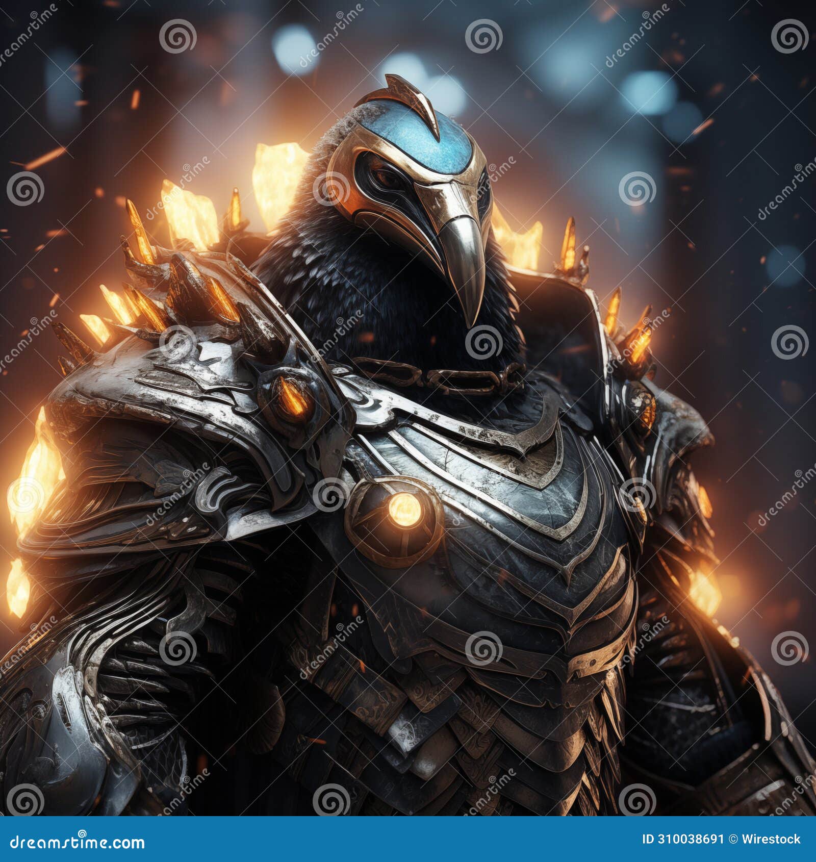 AI Generated Illustration of a Bird Warrior in Thick Armor Stock Image ...