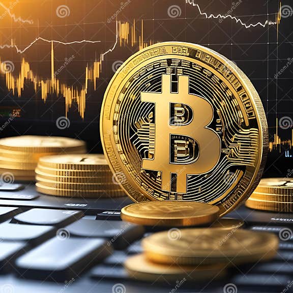 AI-generated Illustration of a Bitcoin with Graphs in the Background ...