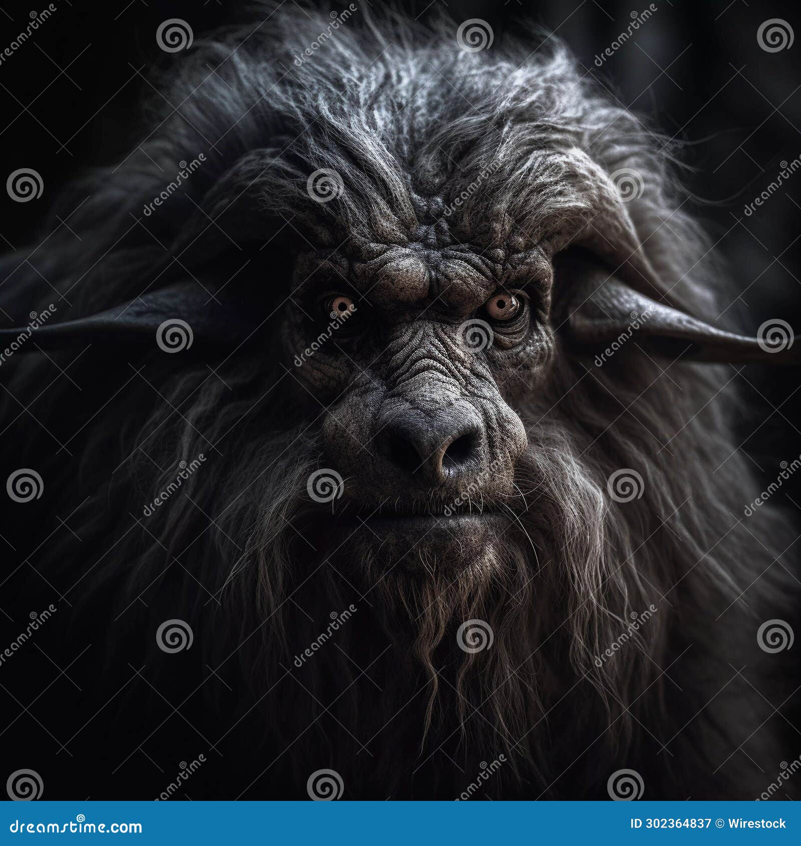 AI Generated Illustration of a Black, Horned Demon-like Creature Stock ...