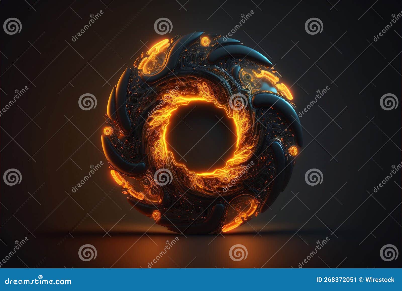 AI Generated Illustration of a Black Metallic Fire Ring Background ...