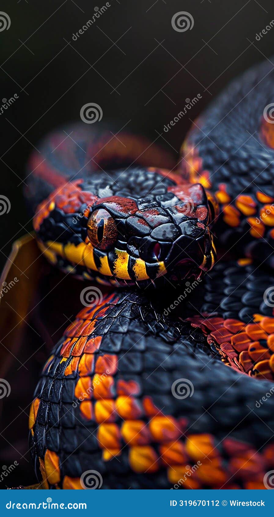 AI Generated Illustration of a Black and Orange Snake with Sharp Tails ...