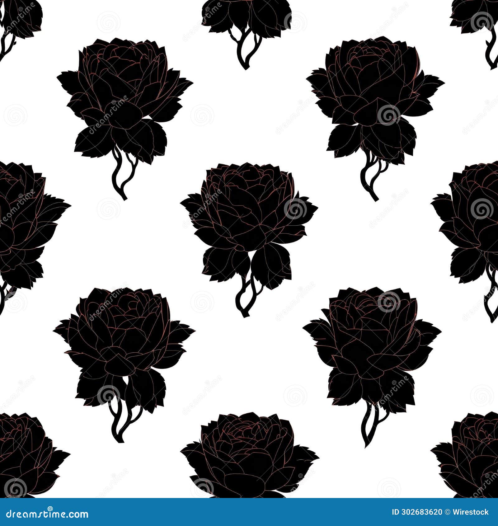 AI Generated Illustration of the Black Roses Floral Pattern on the ...