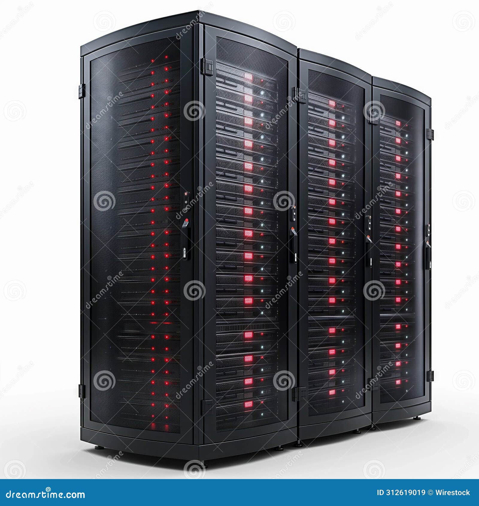 AI-generated Illustration of a Black Server Rack with Red Lights Stock ...