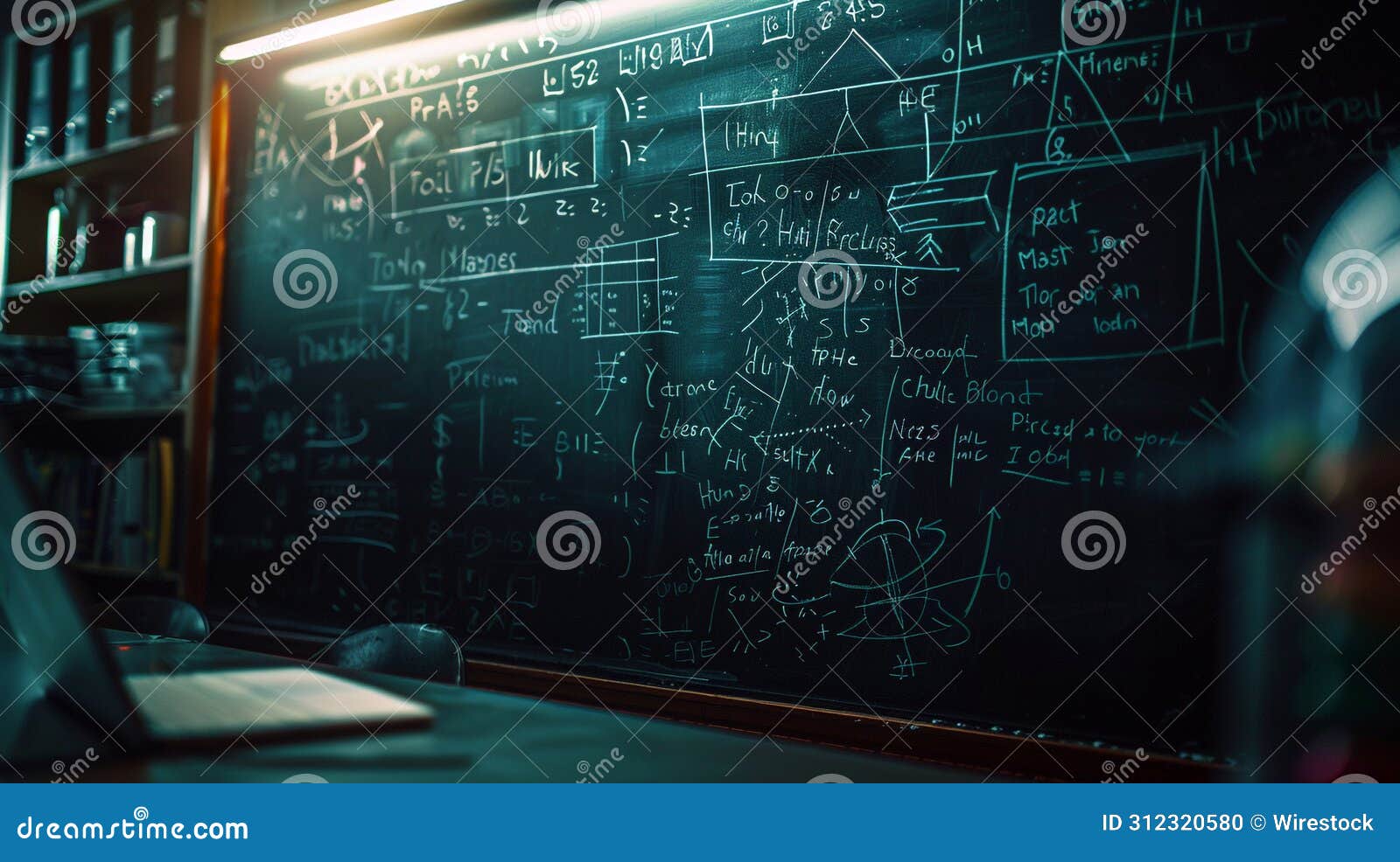 AI Generated Illustration of a Blackboard Covered in Equations ...