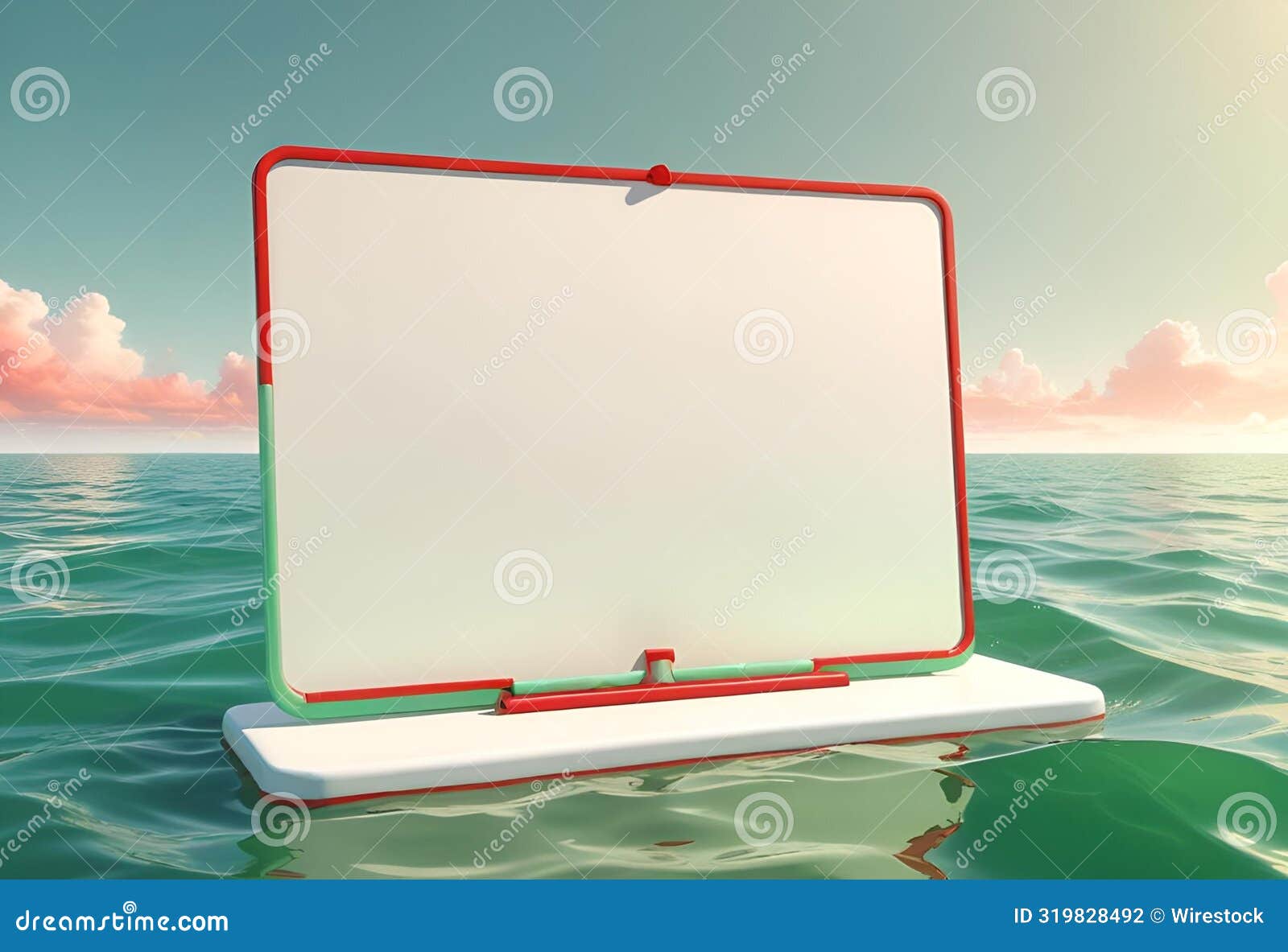 An Empty Sign in the Middle of the Ocean on a Float Stock Illustration ...