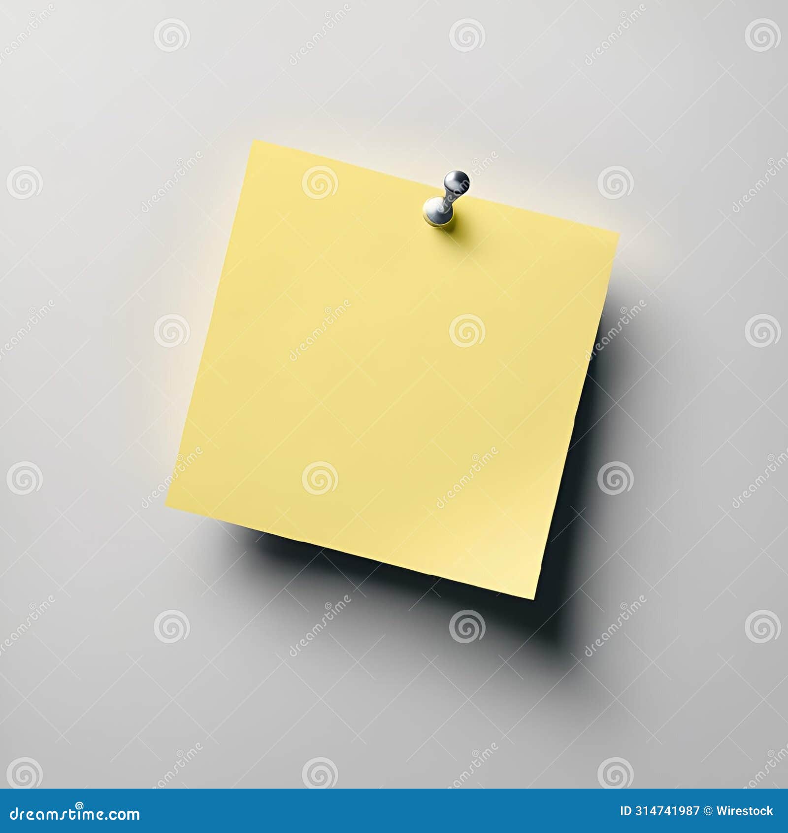 AI Generated Illustration of a Blank Sticky Note with a Pin on Gray ...