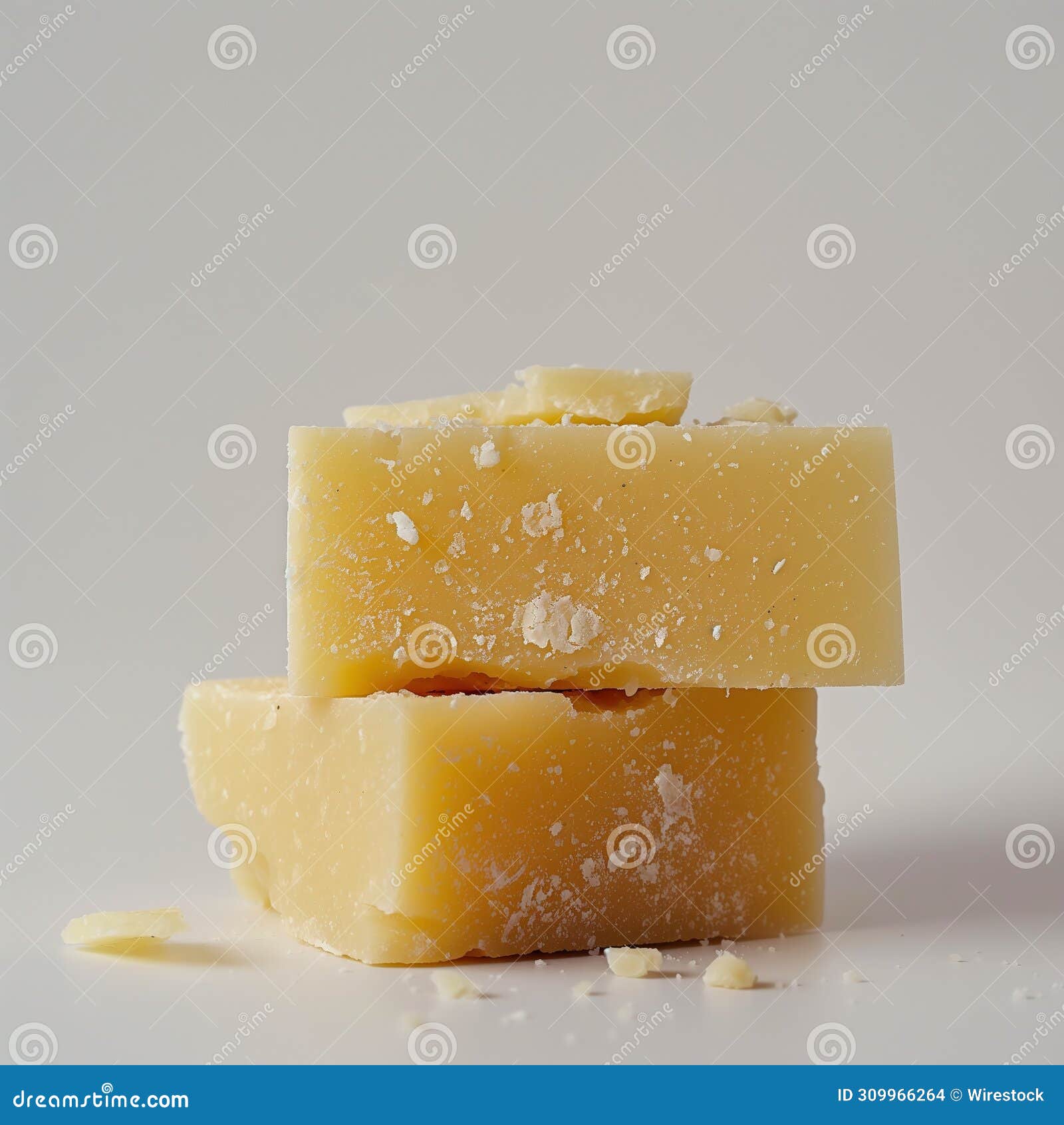 AI-generated Illustration of Blocks of Parmesan on a White Background ...