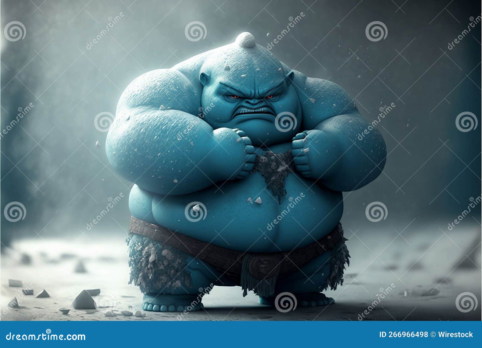 AI Generated Illustration of a Blue Angry Ogre in Winter Stock ...