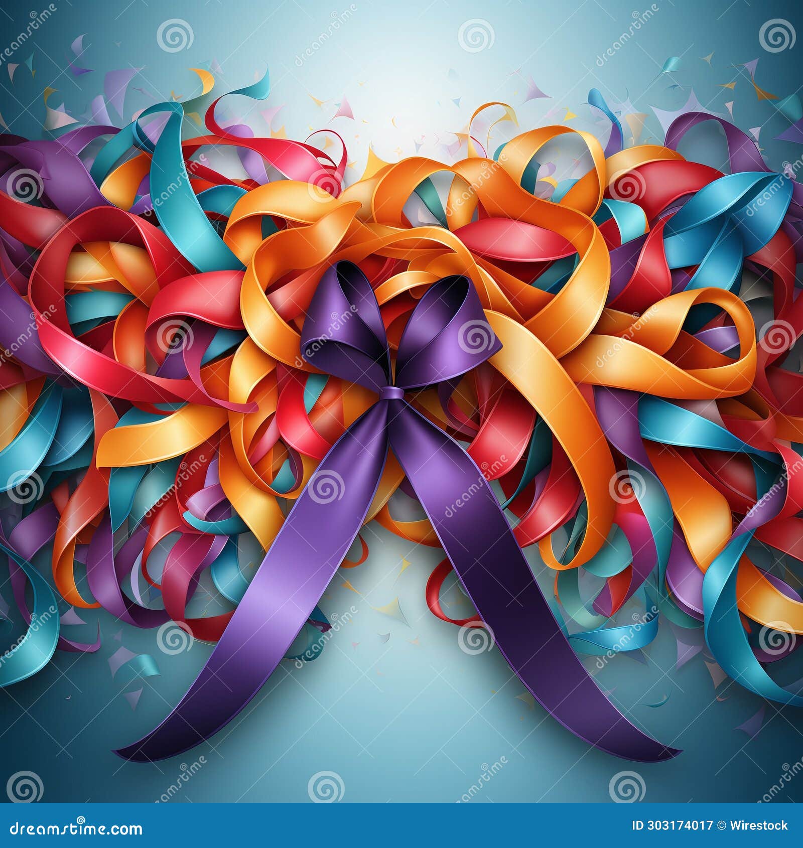 AI Generated Illustration of a Blue Background with Multiple Ribbons of ...