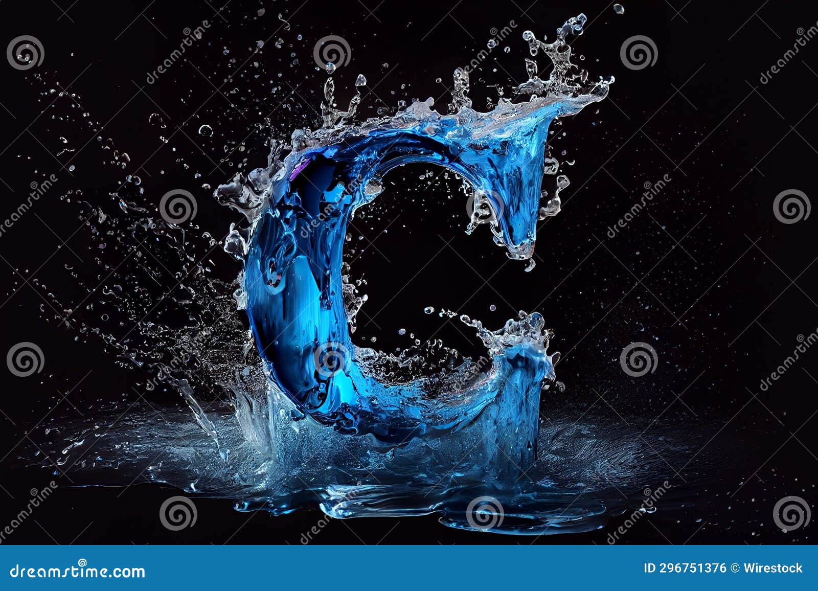 AI-generated Illustration of a Blue C Letter with Water Splash on the ...
