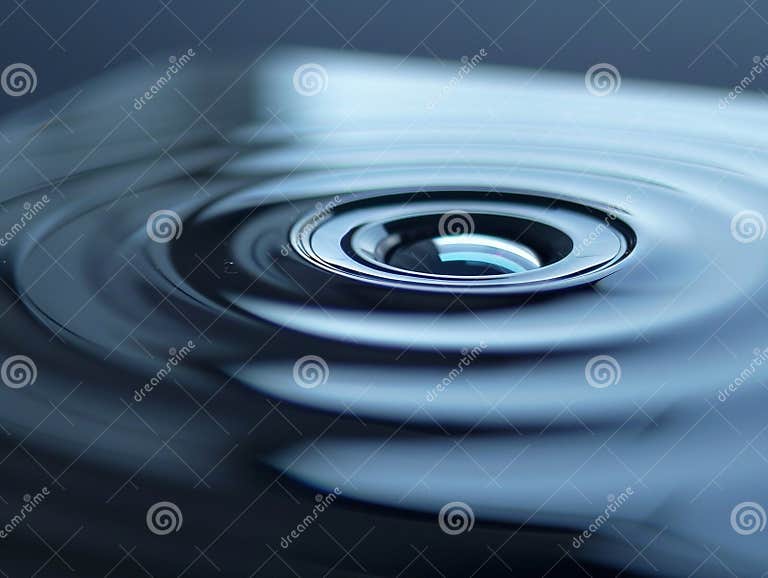 A Blue Camera Lens is Reflected in the Surface of Water Stock Photo ...