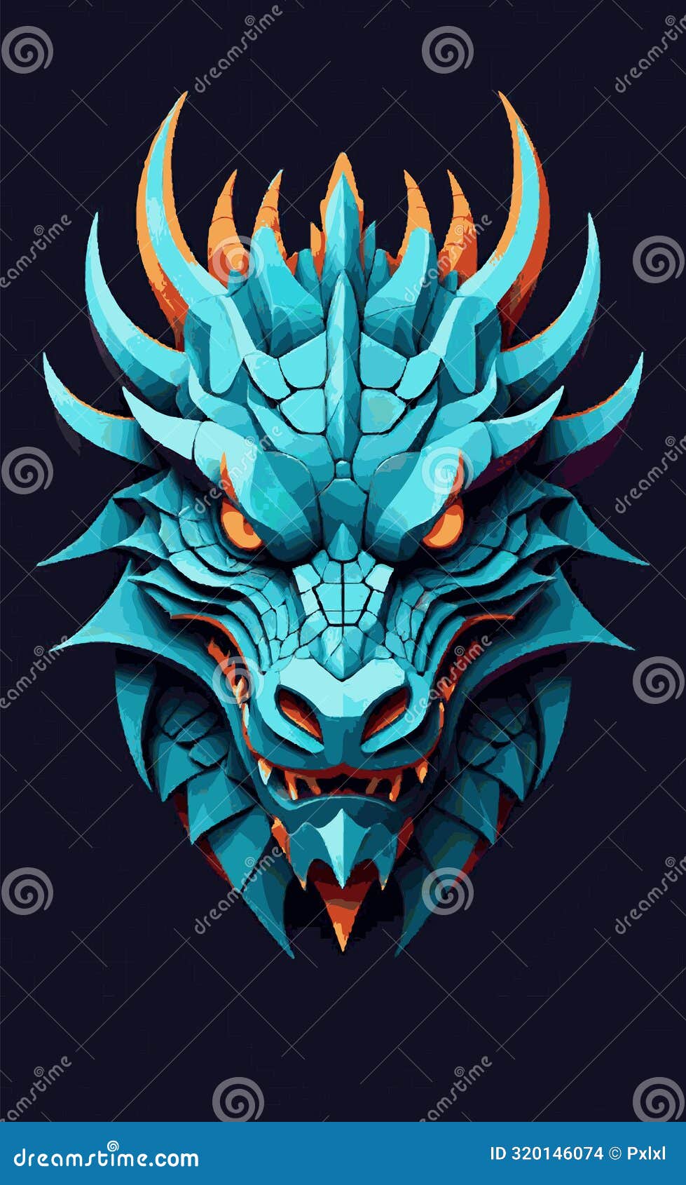 AI Generated Illustration of a Blue Dragon Head Stock Vector - Illustration of angry, design ...