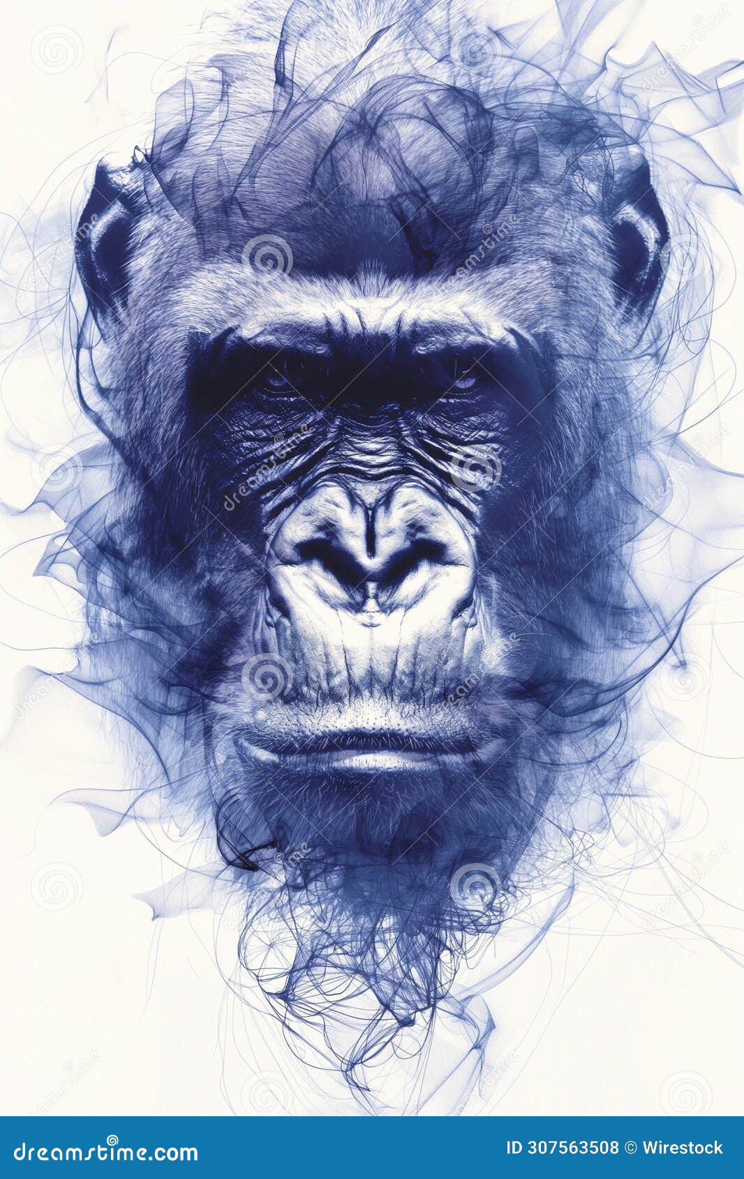A Blue Monkey Face with Smoke in it S Face Stock Photo - Image of ...