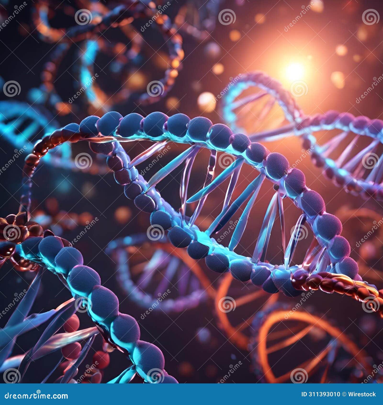 AI-generated Illustration of a Blue and Purple DNA Helix Stock ...
