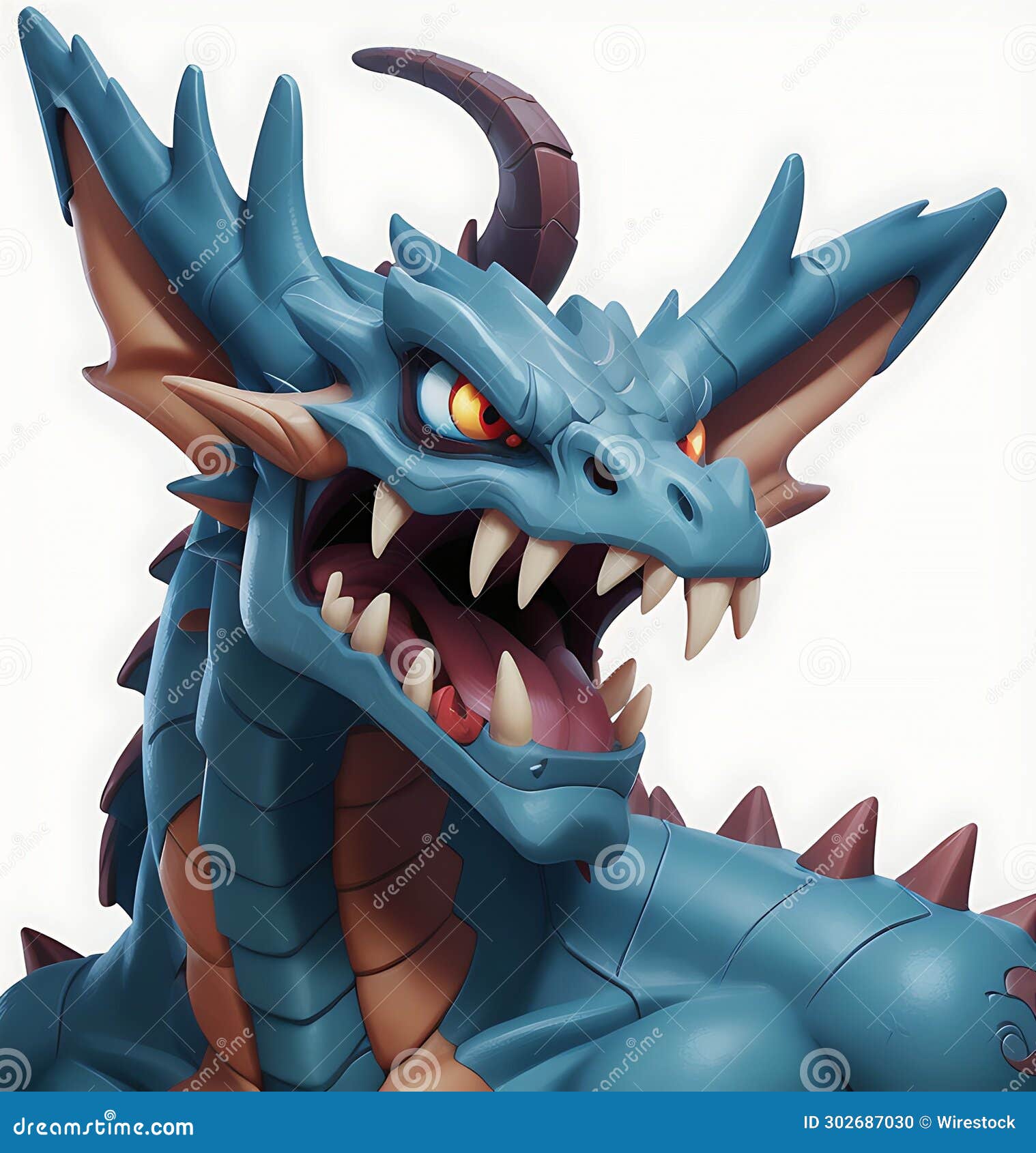 AI Generated Illustration of a Blue Robotic Dragon with Menacing Eyes ...