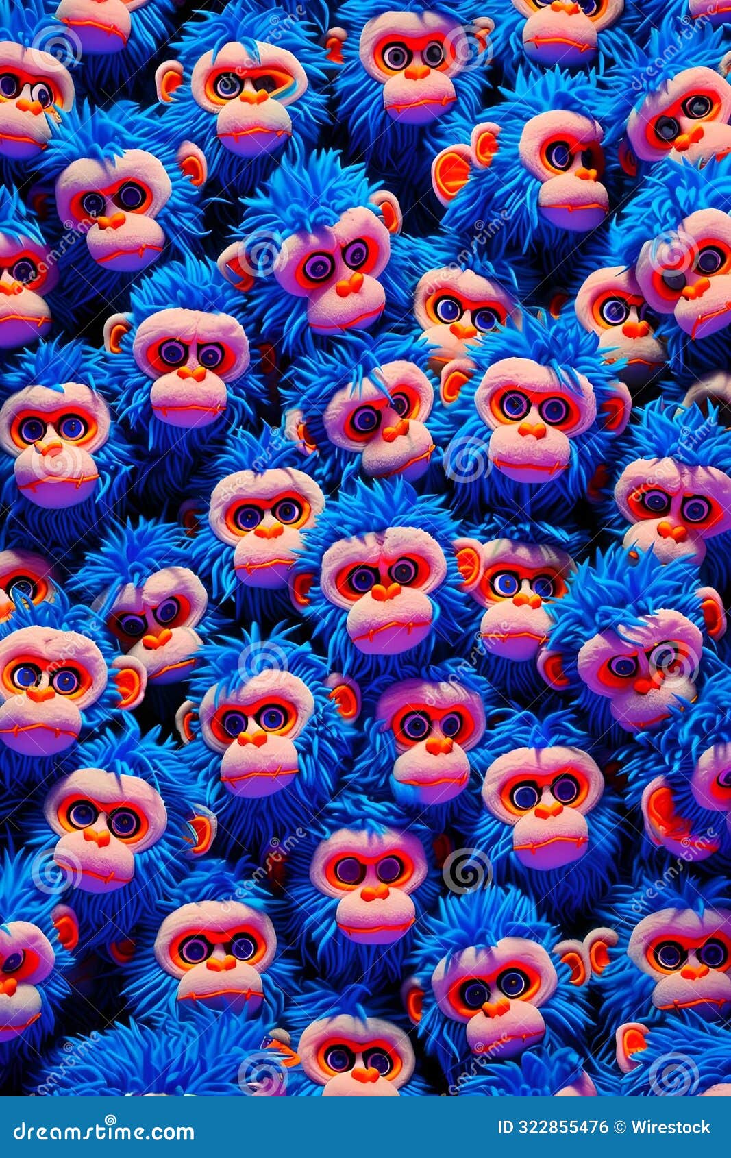 AI Generated Illustration of Blue Stuffed Monkey on a Stack Stock ...