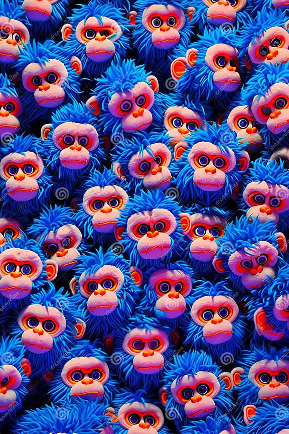 AI Generated Illustration of Blue Stuffed Monkey on a Stack Stock ...