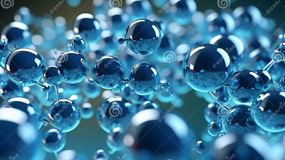 AI Generated Illustration of Blue Water Molecules Stock Illustration ...