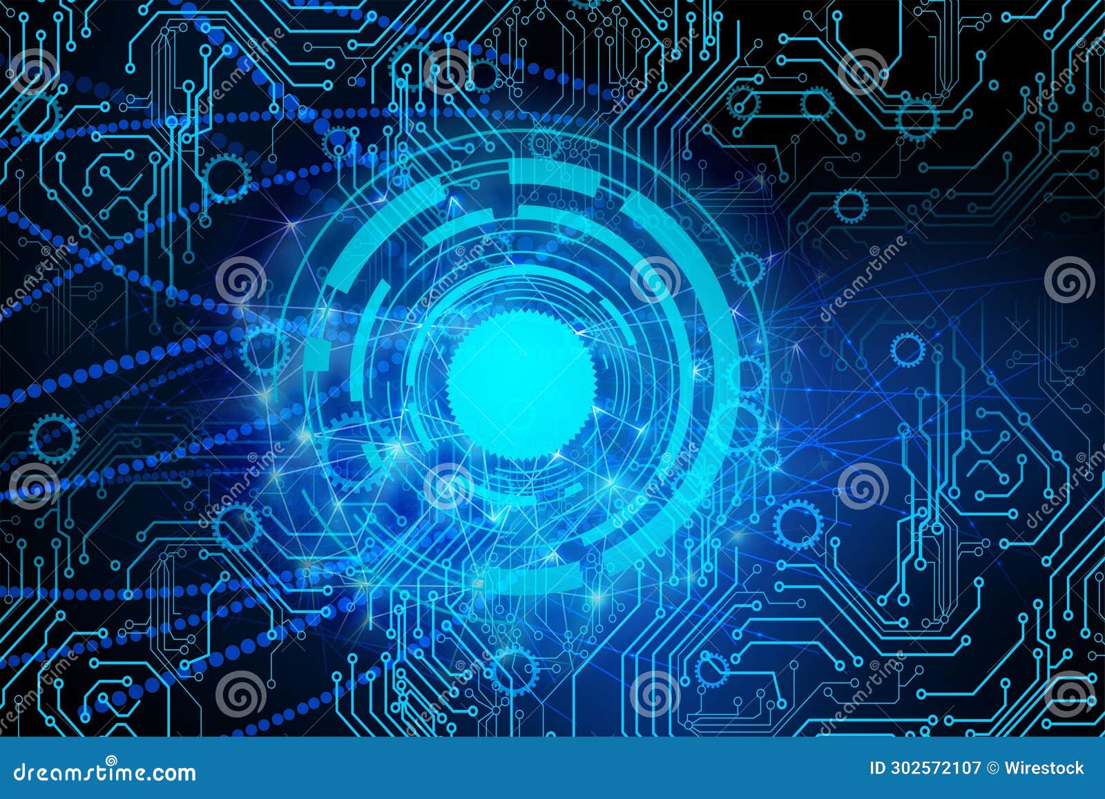 Blue and White Circuit Board with Circular Connections in it and an ...