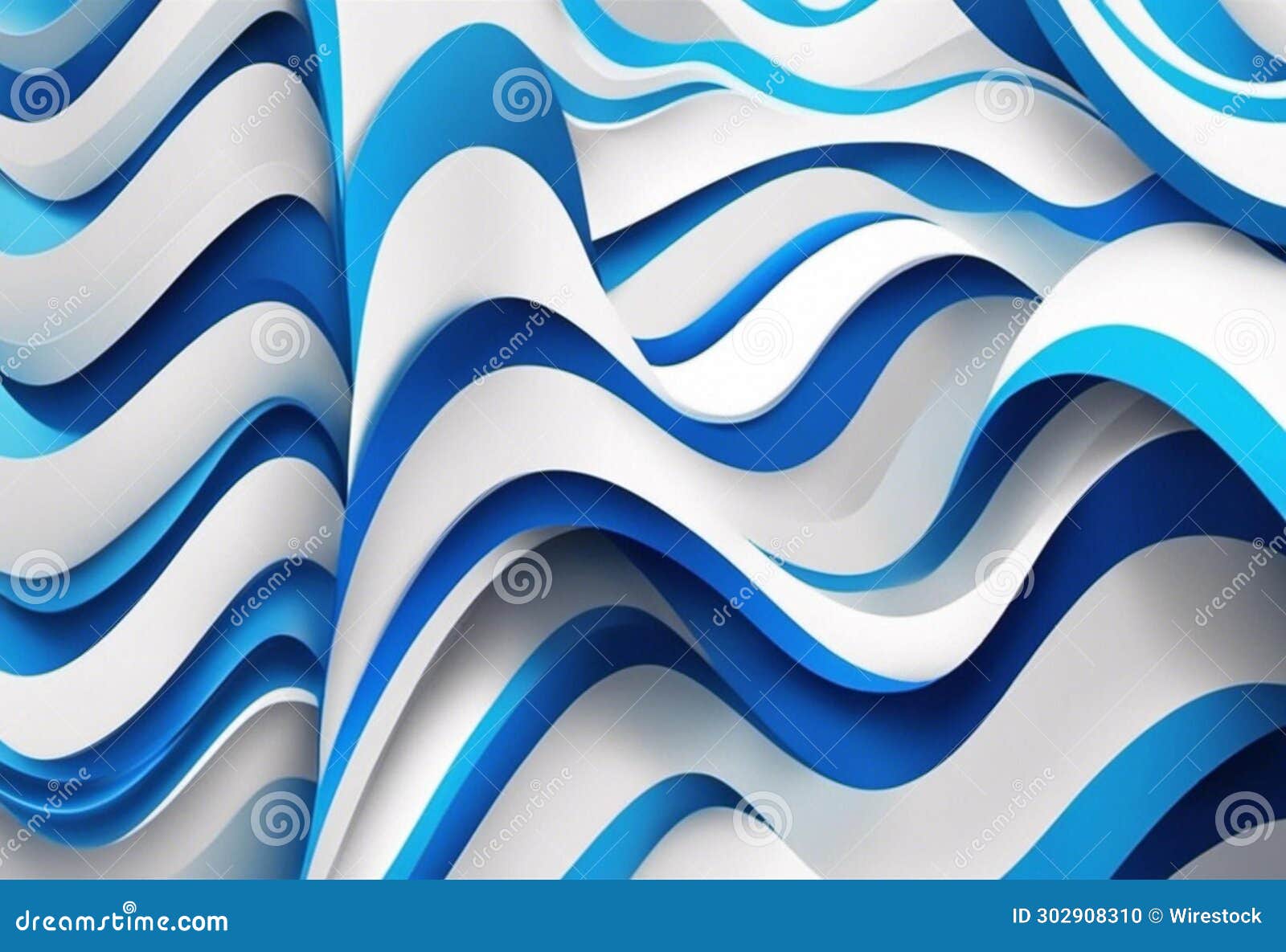 AI Generated Illustration of Blue and White Wavy Patterns As a ...