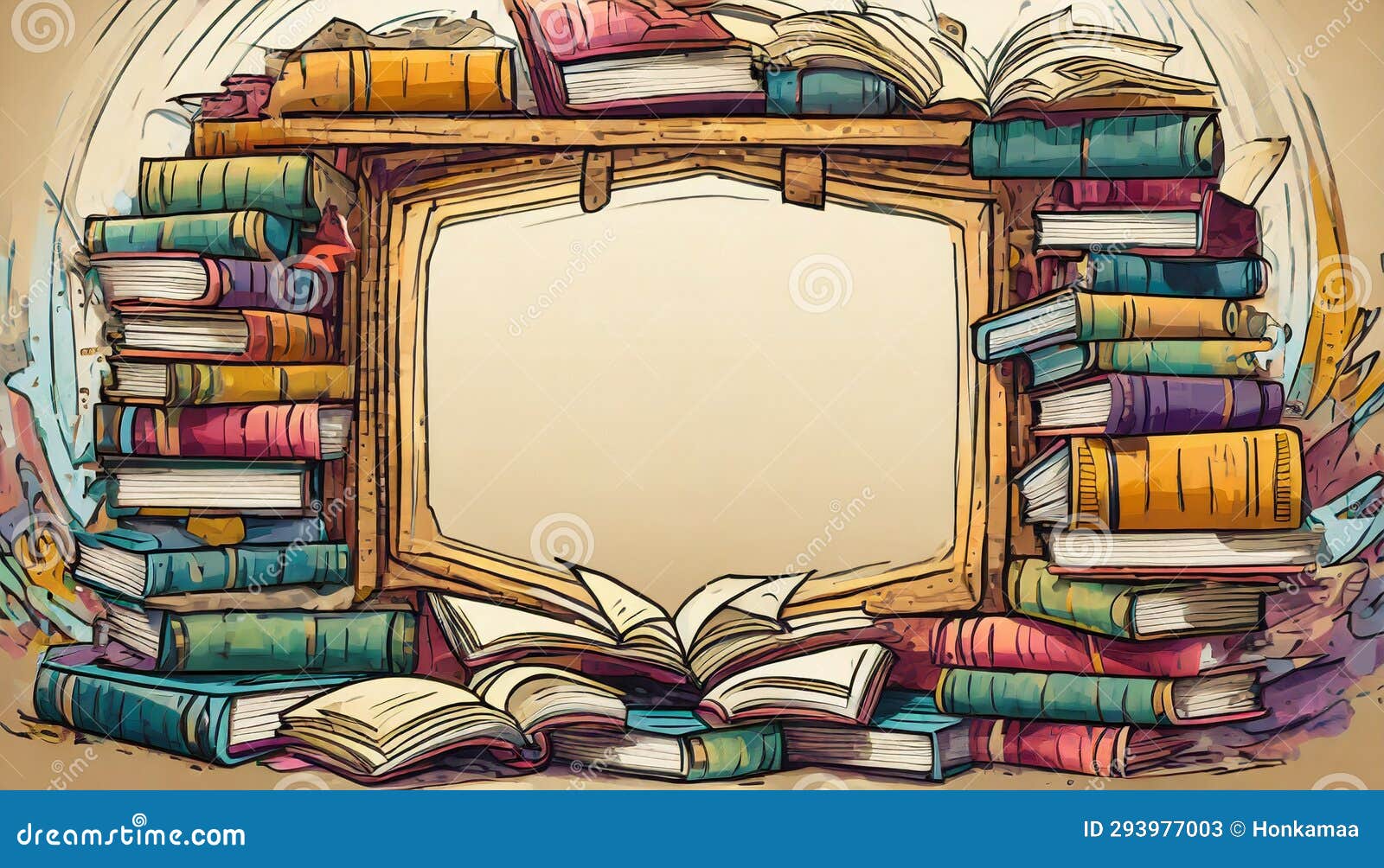 A frame of books stock illustration. Illustration of library - 293977003