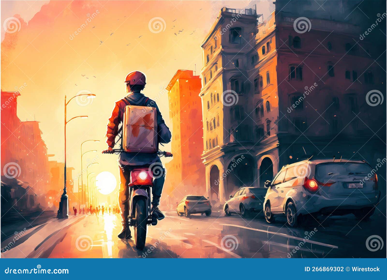 AI Generated Illustration of a Boy Riding an Electric Bike Stock ...