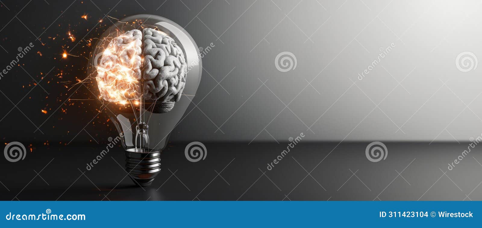 AI-generated Illustration of Brain Shaped Light Bulb Igniting with ...