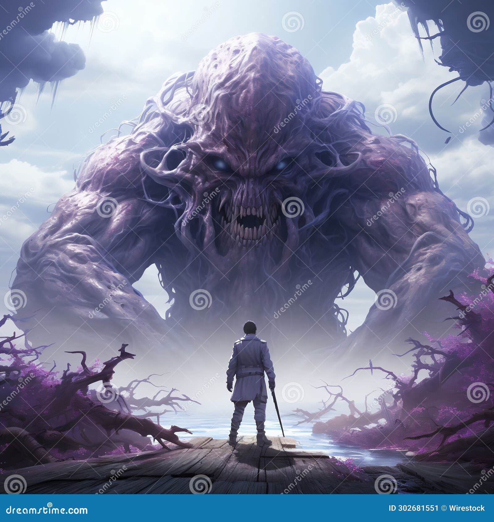 AI Generated Illustration of a Brave Man in a Heroic Pose with a Sword ...