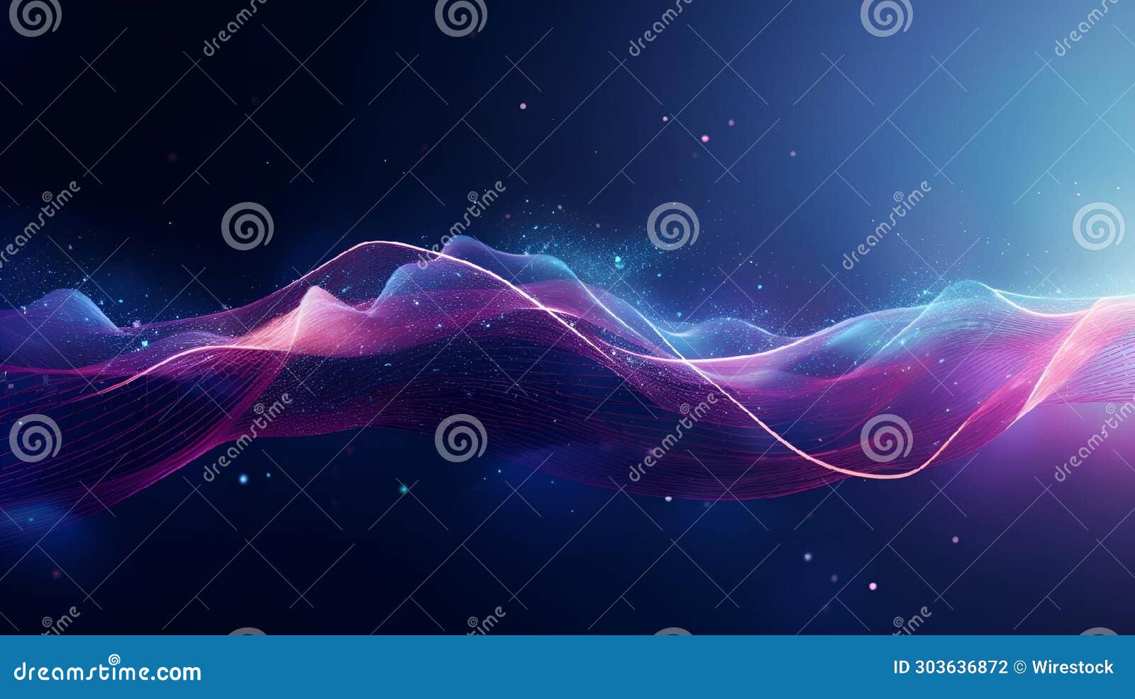 The Wave of Light Shines Brightly Against a Dark Background Stock ...