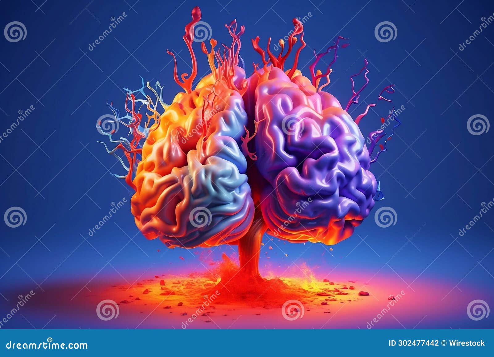 AI Generated Illustration of a Human Brain, Divided in Two Halves ...