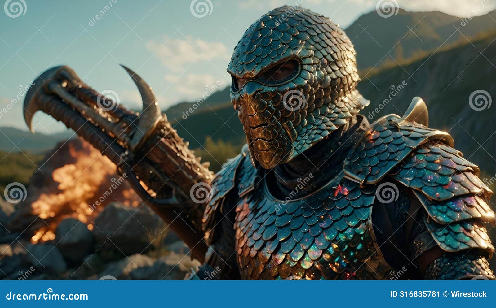 AI Generated Illustration of a Bug Hunter Wearing Scale Armor Stock ...