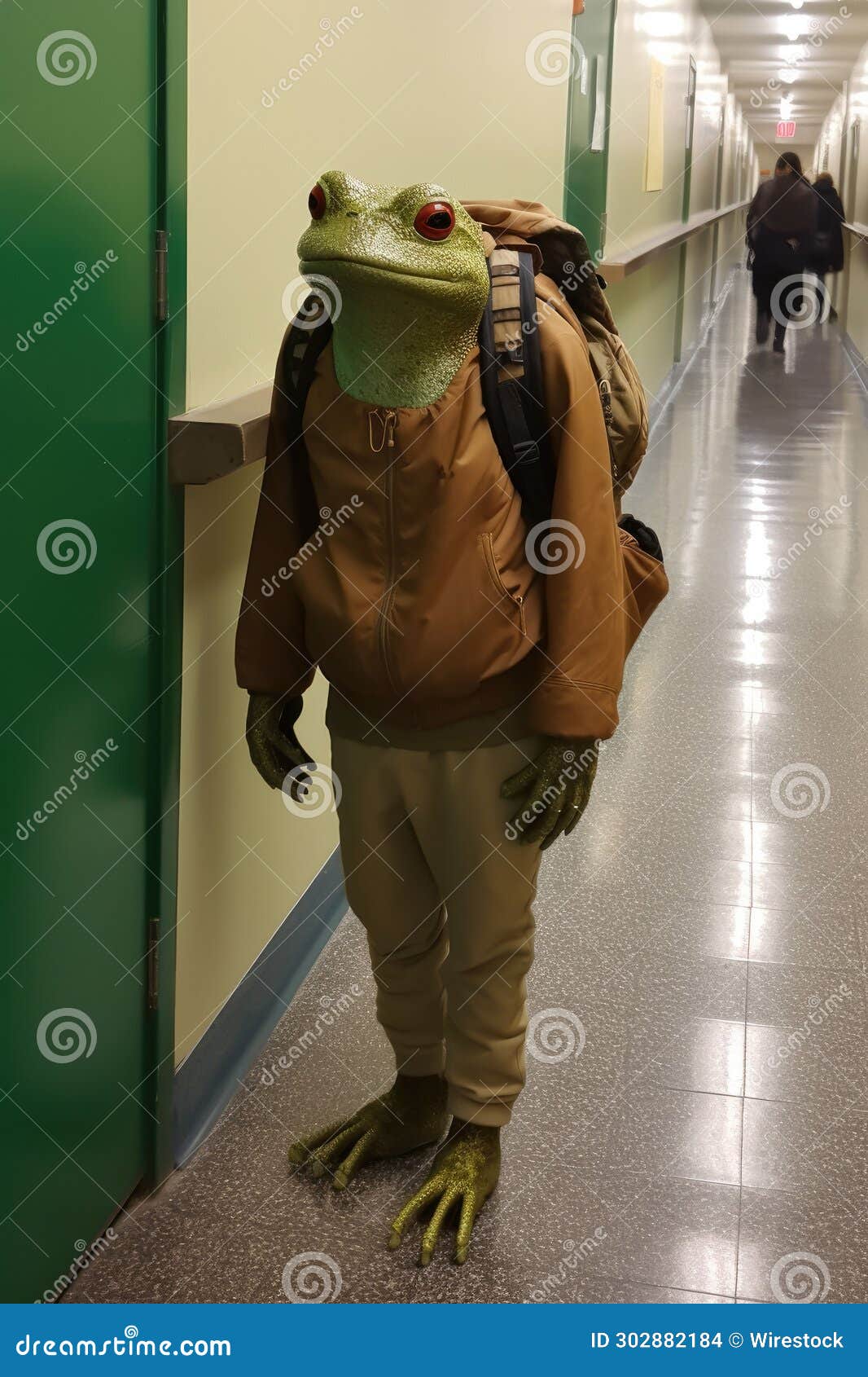 AI Generated Illustration of a Bullfrog with a Backpack in Middle ...