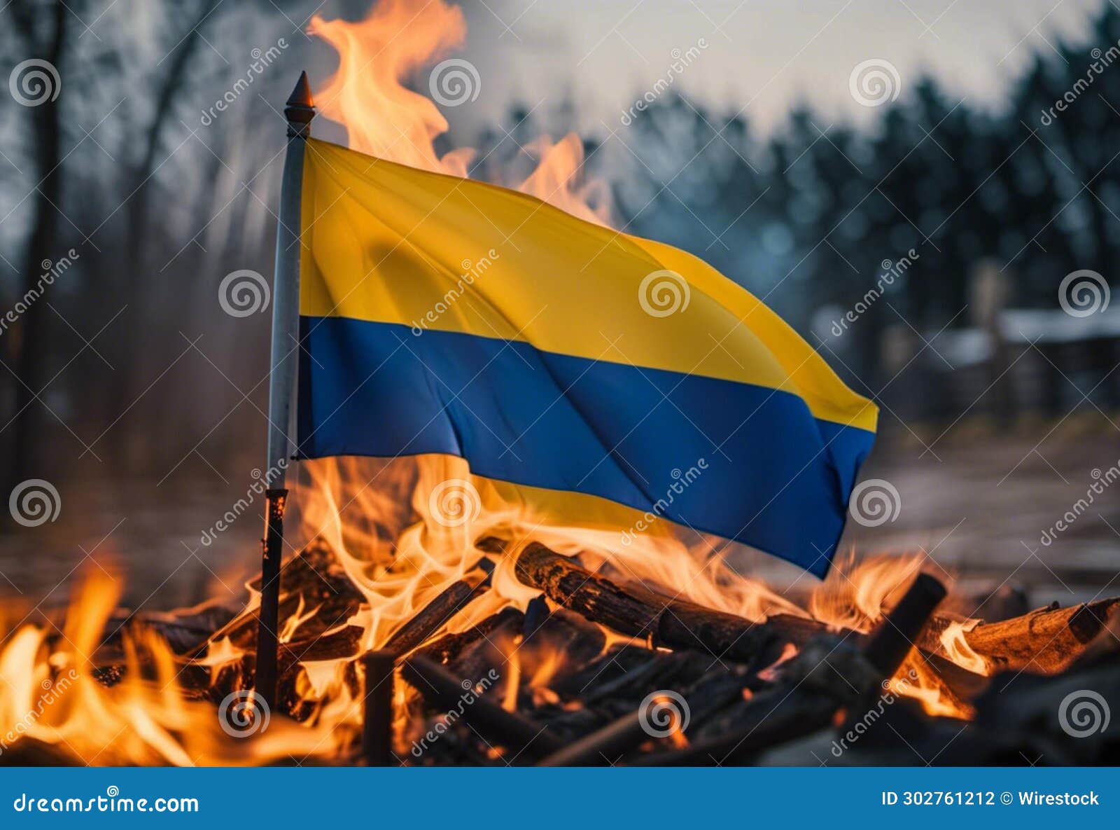 AI Generated Illustration of the Burning Ukraine S Flag Upside Down ...
