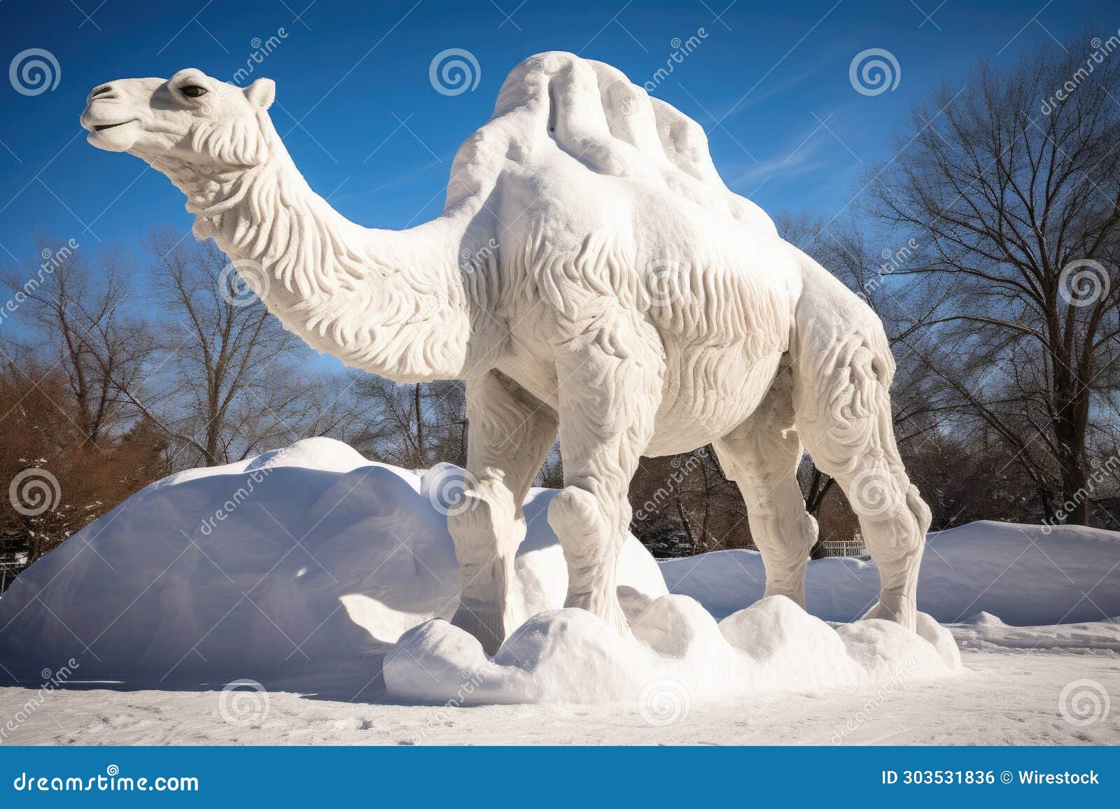 AI Generated Illustration of a Camel Made of Snow Stock Photo - Image ...