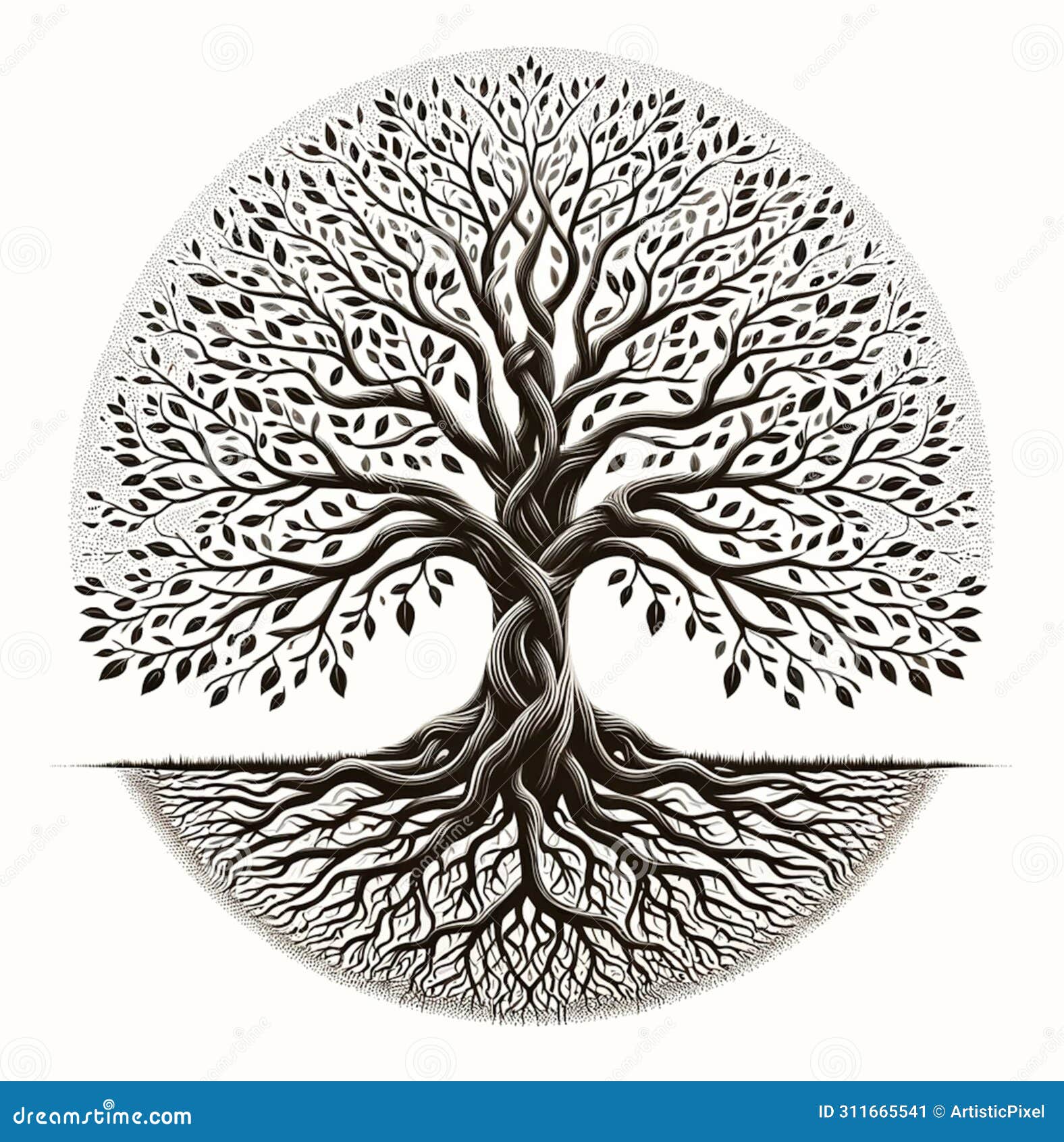 Simplicity of Life: the Tree of Life in Monochrome Stock Illustration ...