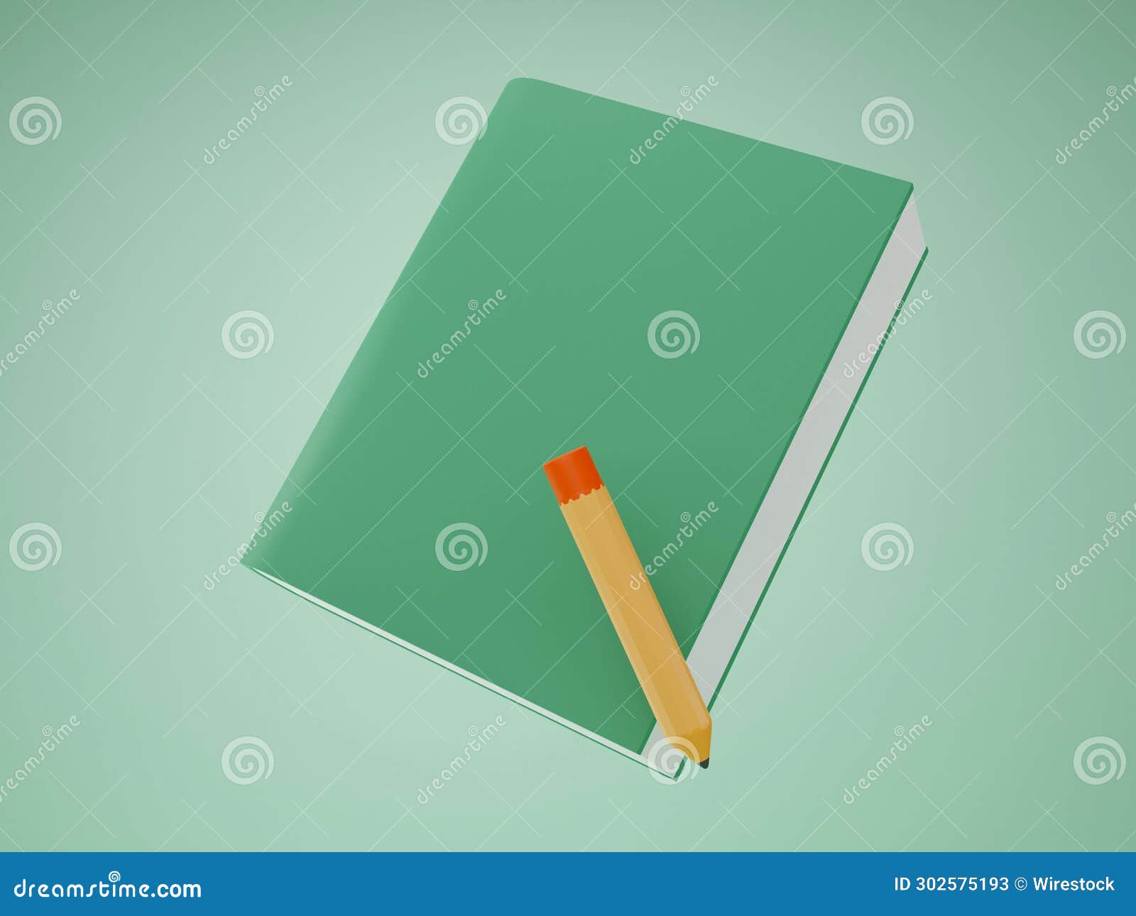 AI Generated Illustration of a Cartoon Green Notebook with a Pencil ...