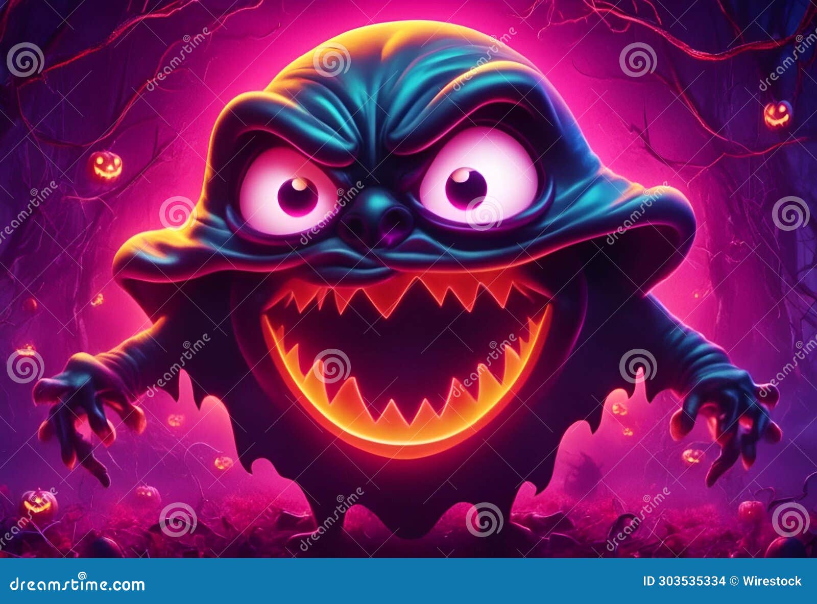 AI Generated Illustration of a Cartoon Monster with Sharp Teeth and ...