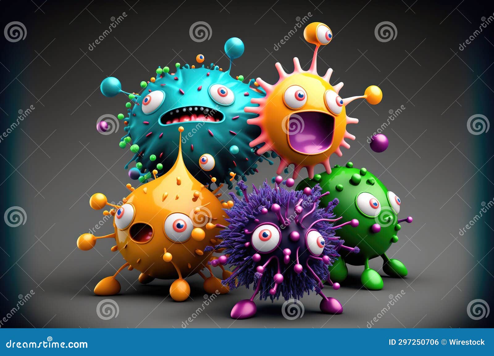 AI Generated Illustration of Cartoon Viruses Characters Stock ...