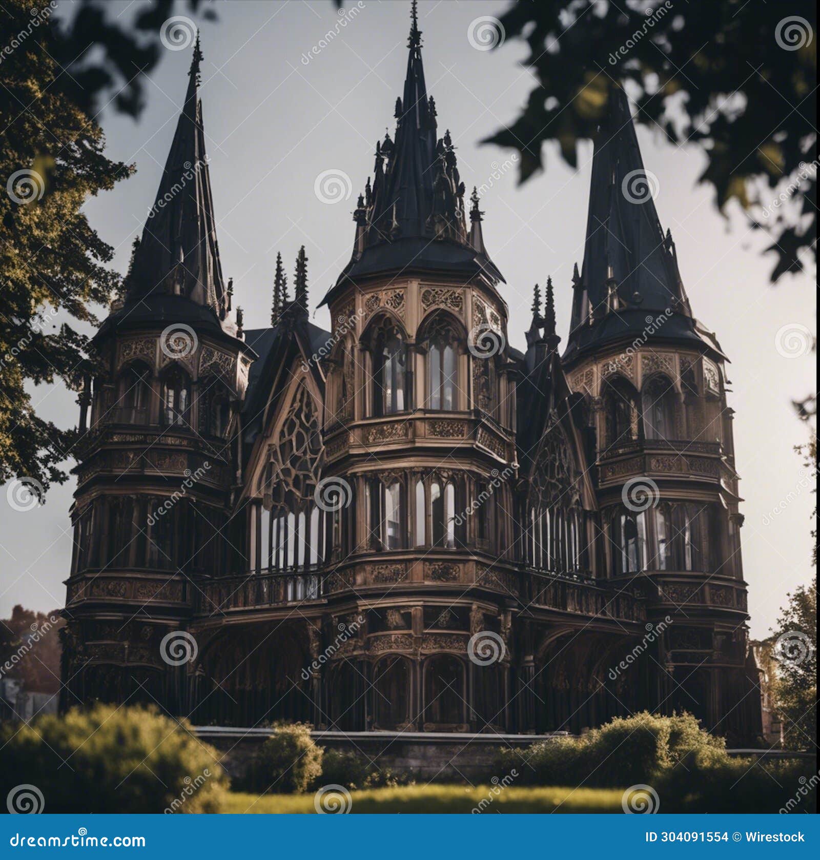 AI-generated Illustration of a Castle-like Structure Surrounded by Lush ...