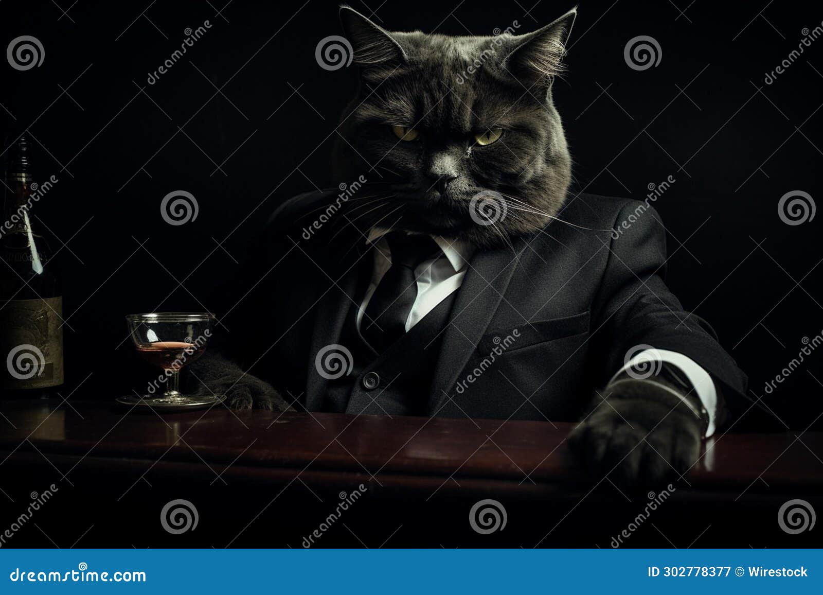 AI Generated Illustration of a Cat As Mafia Boss Stock Illustration ...