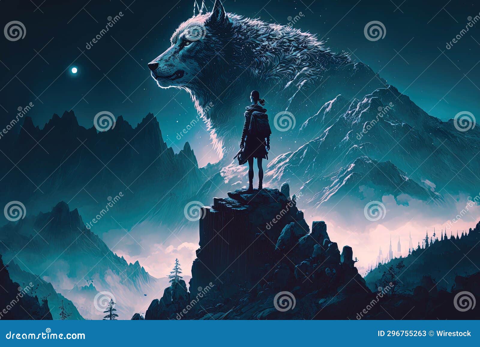AI Generated Illustration of a Character Standing on the Peak and ...