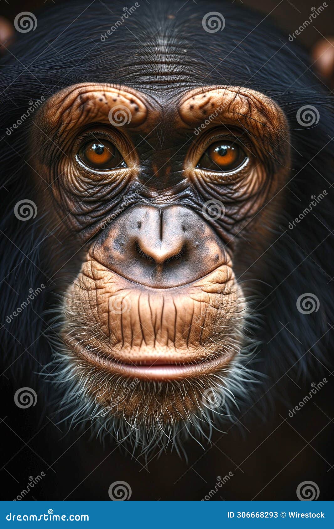 AI-generated Illustration of a Chimpanzee Looking at the Camera Stock ...