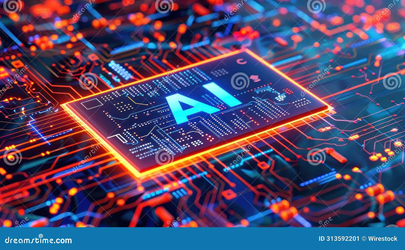 AI Generated Illustration of a Chip with the Letter "Ai" Surrounded by ...