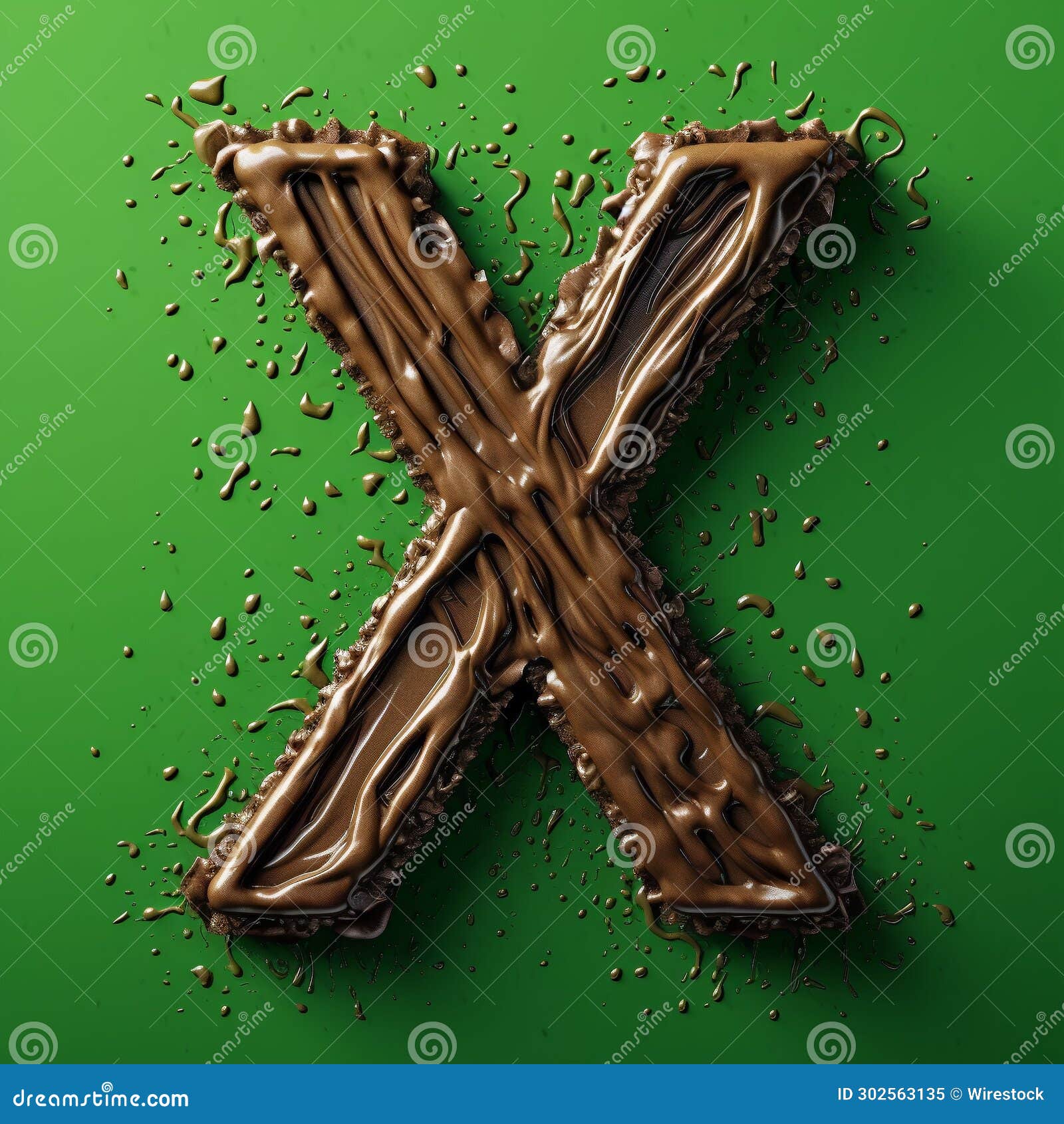 AI Generated Illustration of a Chocolate Letter X on a Green Surface ...